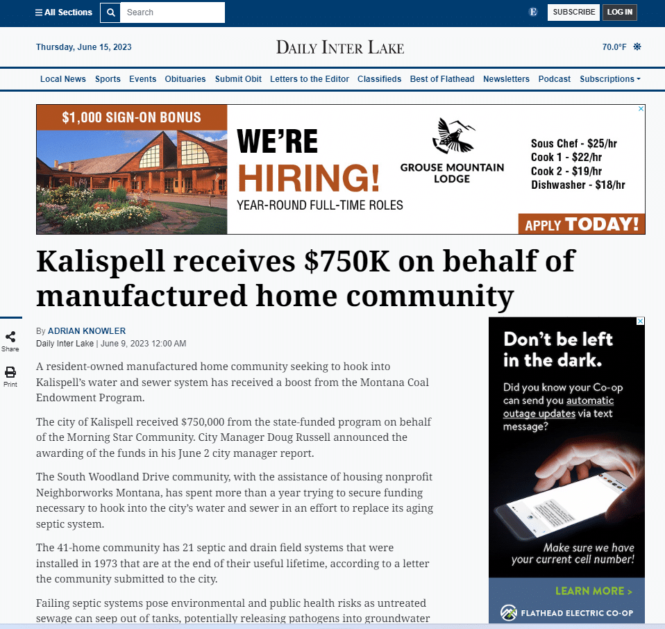 Morning Star Community in Kalispell, Mont., receives $750K - ROC USA®