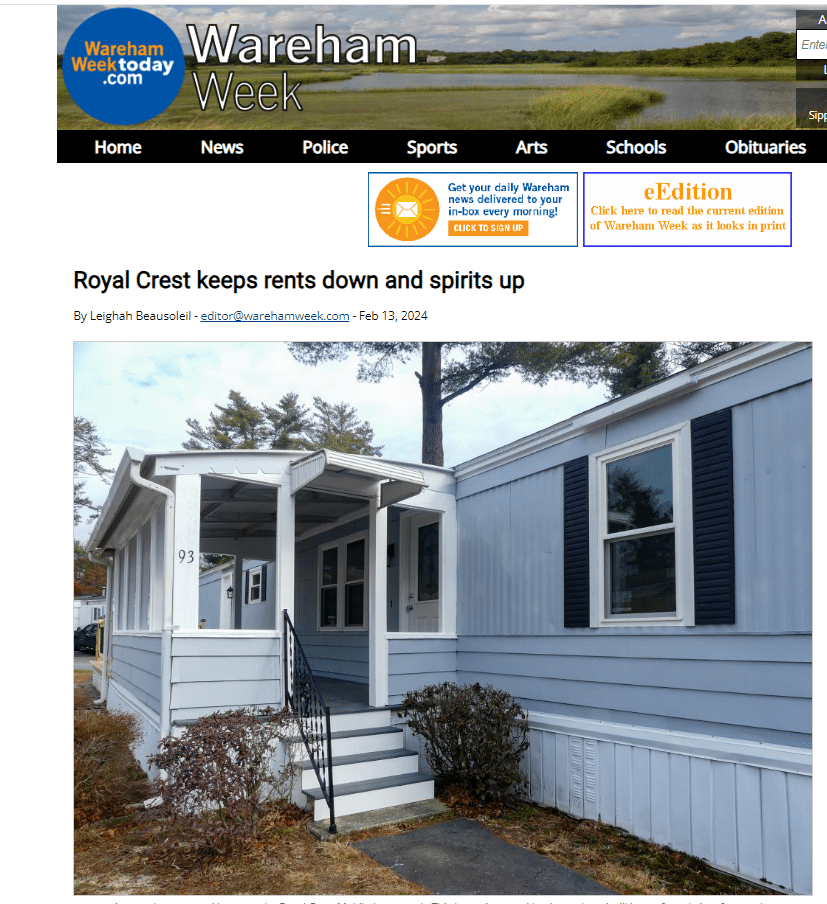 Royal Crest Residents Association in West Wareham, Mass., keeps rents ...